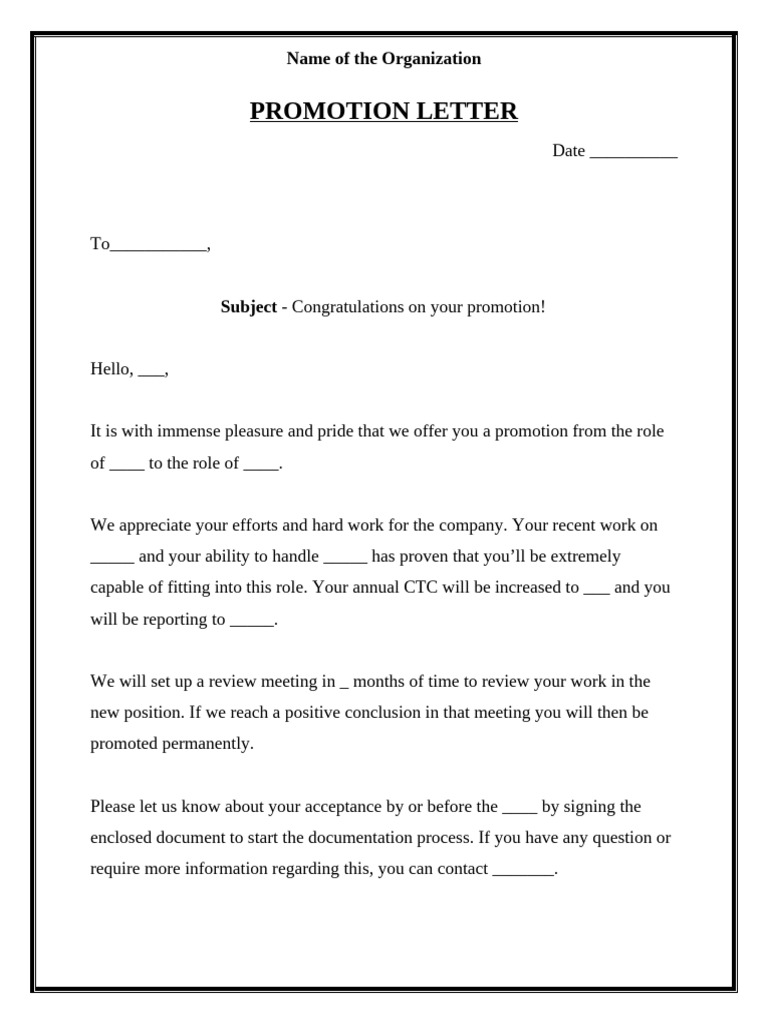 Promotion Letter | PDF | Business