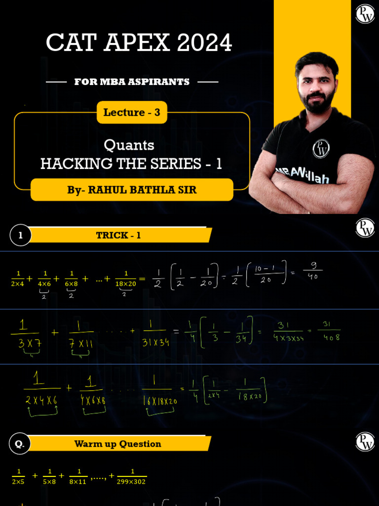 Quants 03 - Class Notes - CAT APEX 2024 | PDF