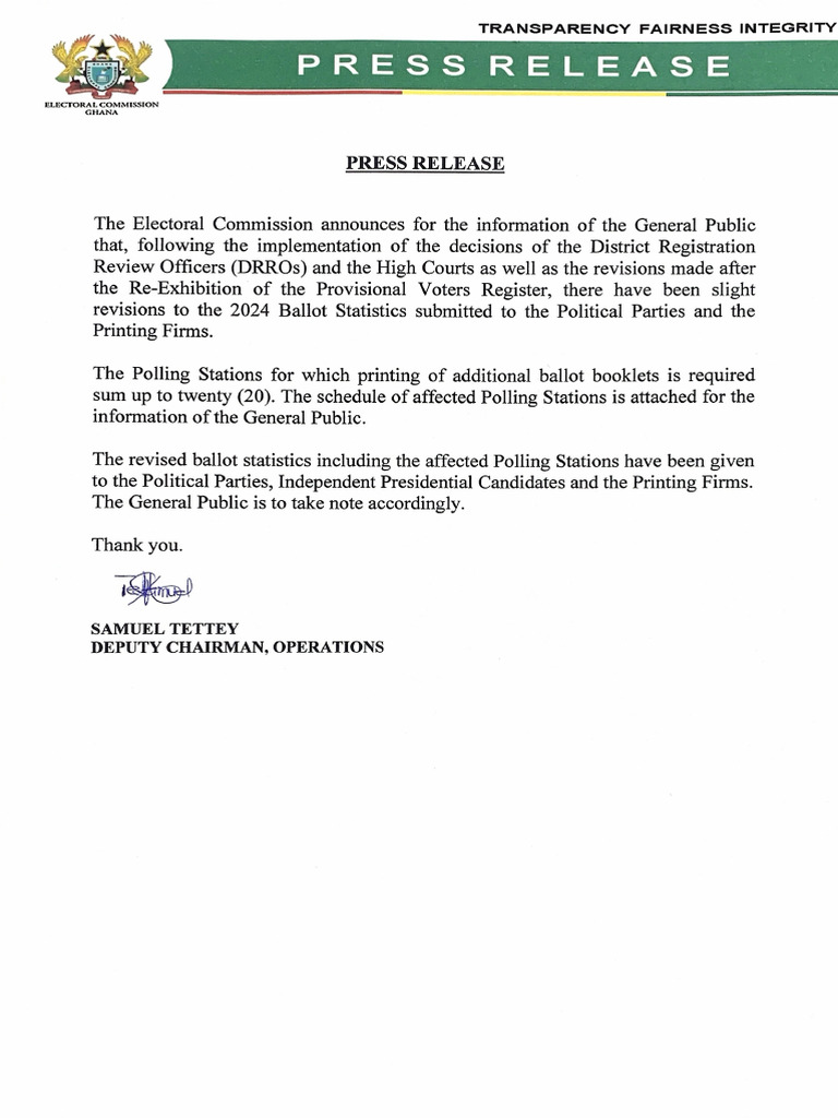 Press Release - Revised Ballot Statistics | PDF | Elections