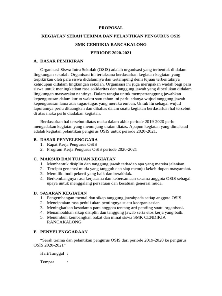 Pelantikan Pengurus OSIS SMK Cendikia 2021 | PDF