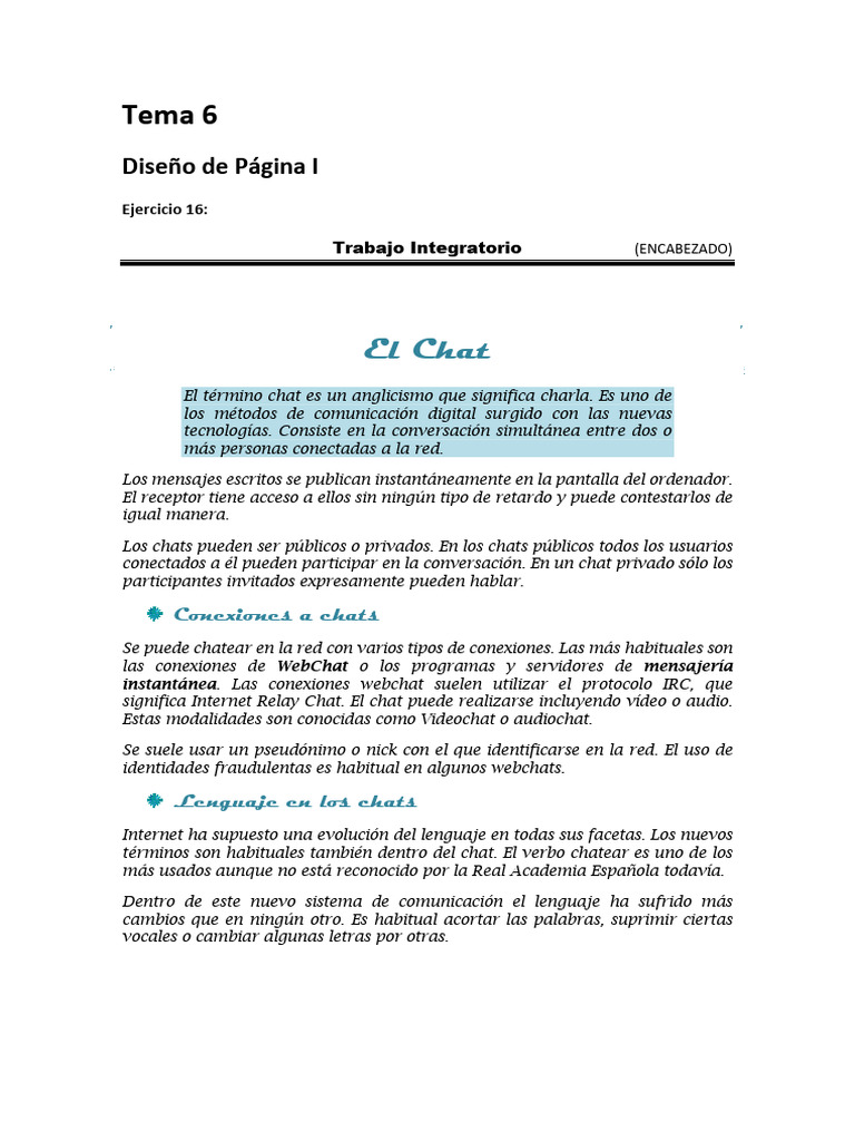 Tema 6 - Ej 16 | PDF | Chat en linea | Comunicación por medio de ordenadores