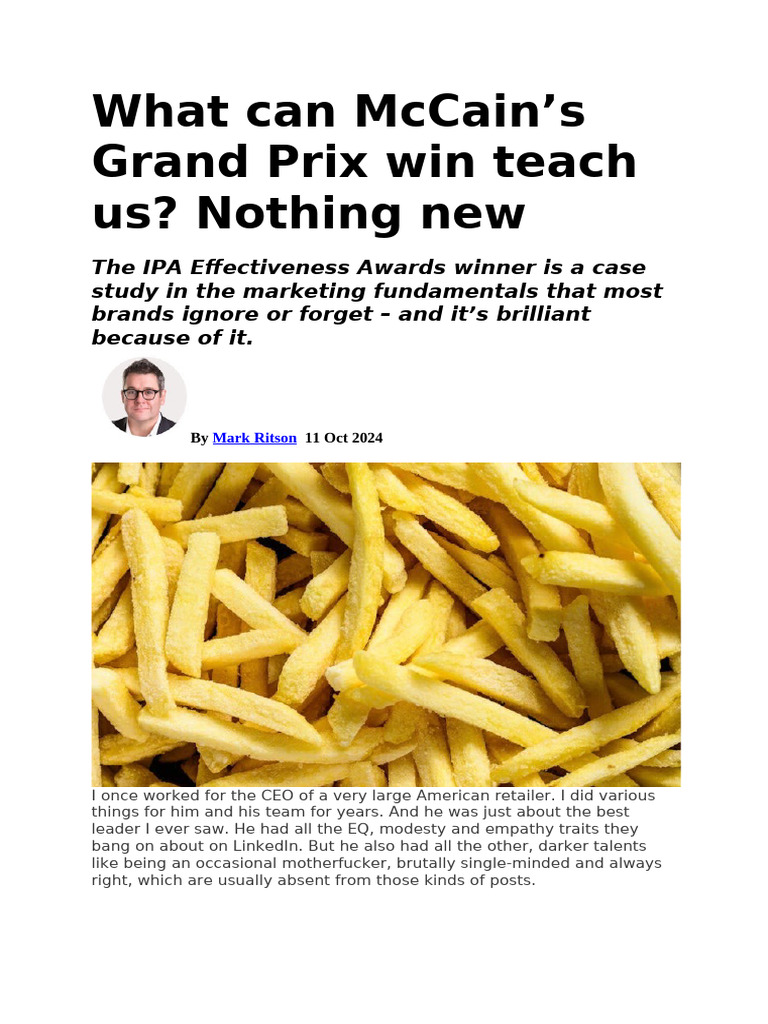 What McCain Can Teach Us | PDF | Advertising | Brand