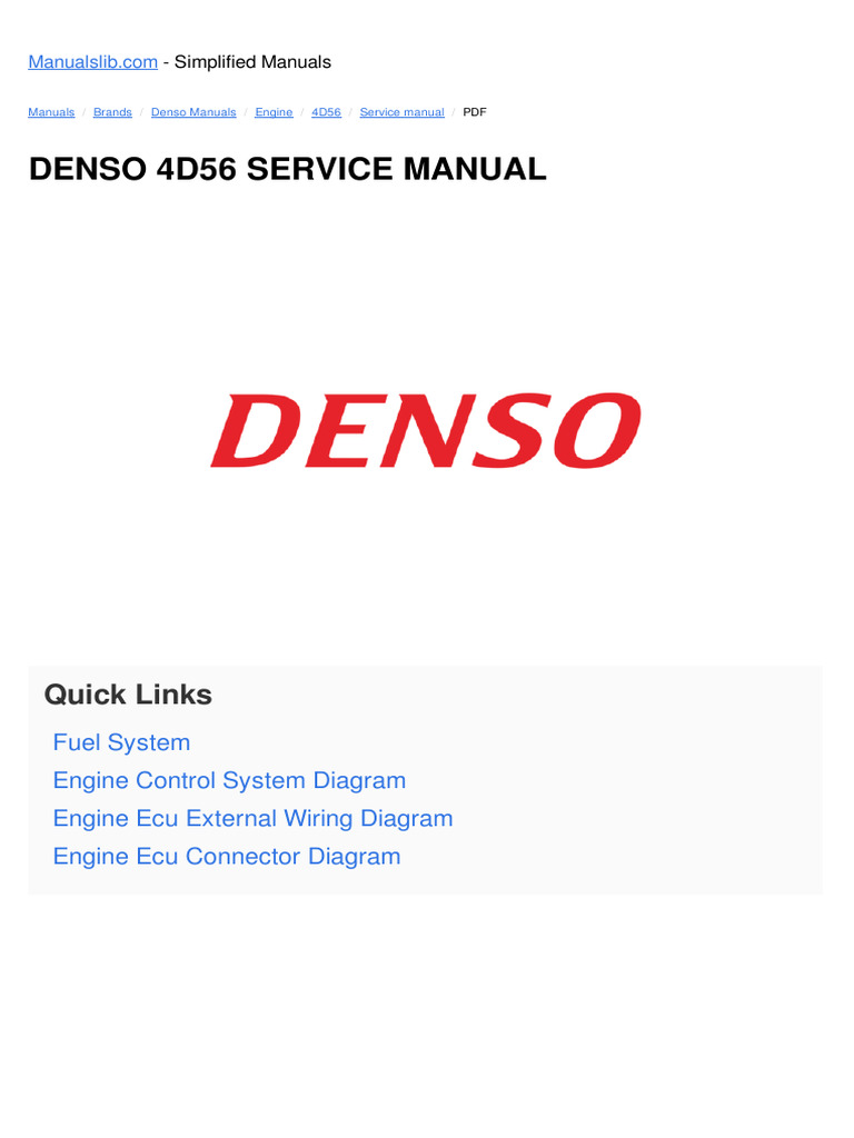 Denso 4D56 Service Manual | PDF | Pump | Fuel Injection