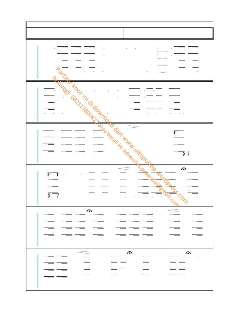 Partitur Koor Pria Bahasa Batak | PDF