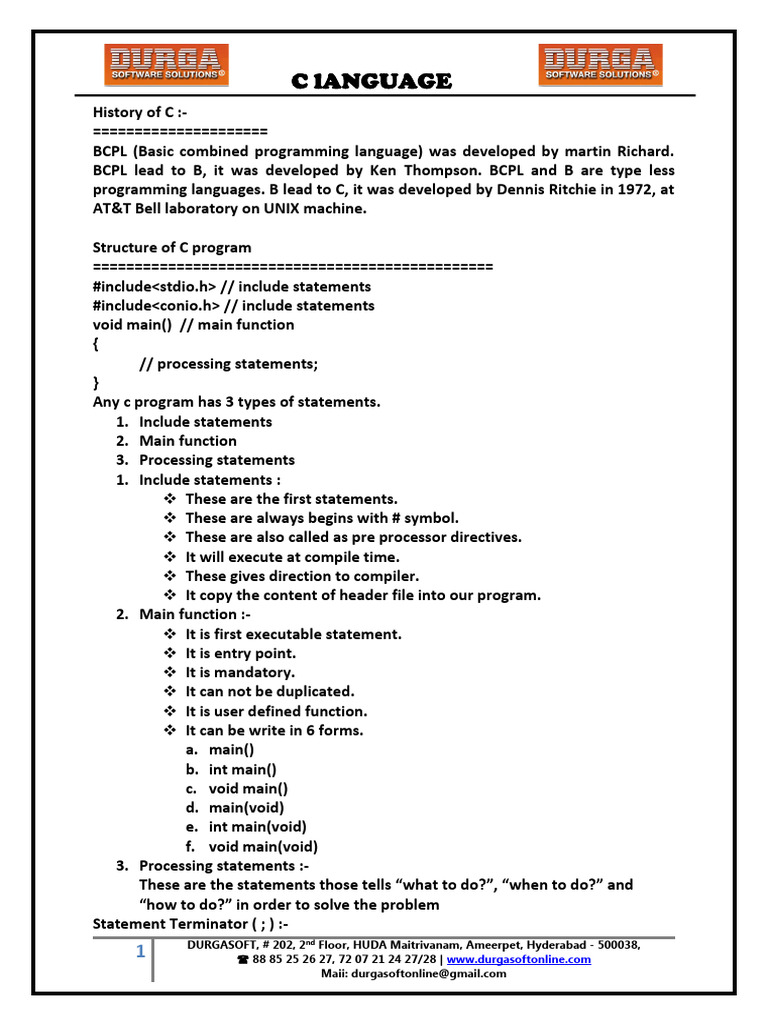 C Language Material | PDF | Integer (Computer Science) | Computer Science