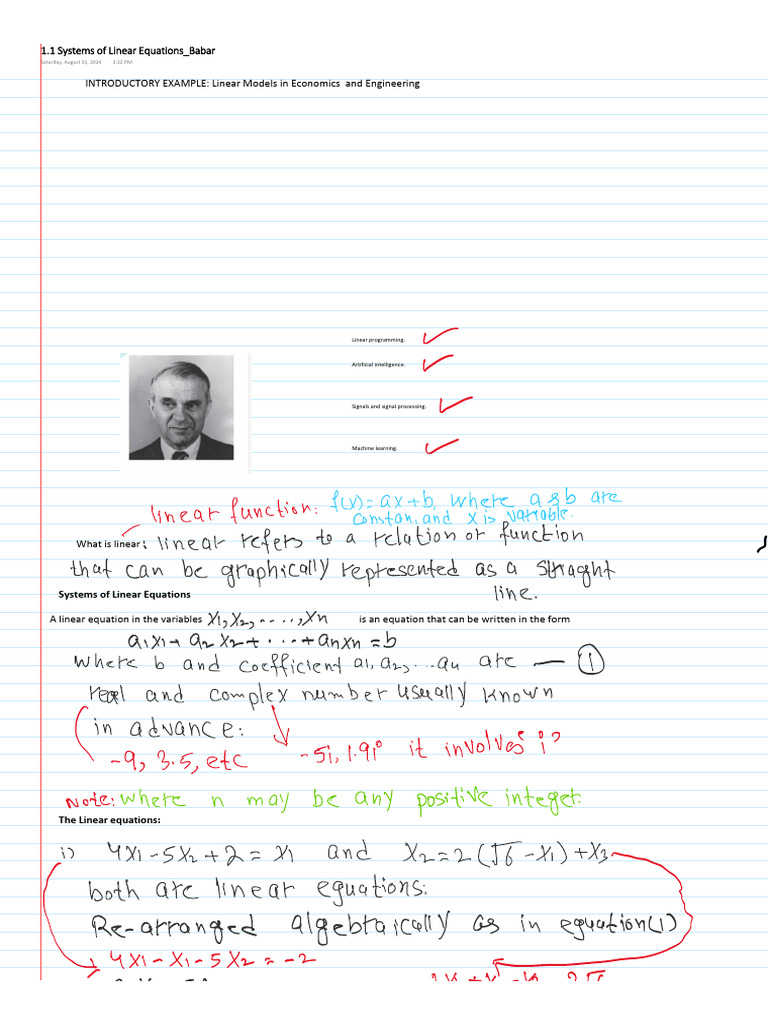 1.1 Systems of Linear Equations_Babar | PDF | System Of Linear Equations | Algebra