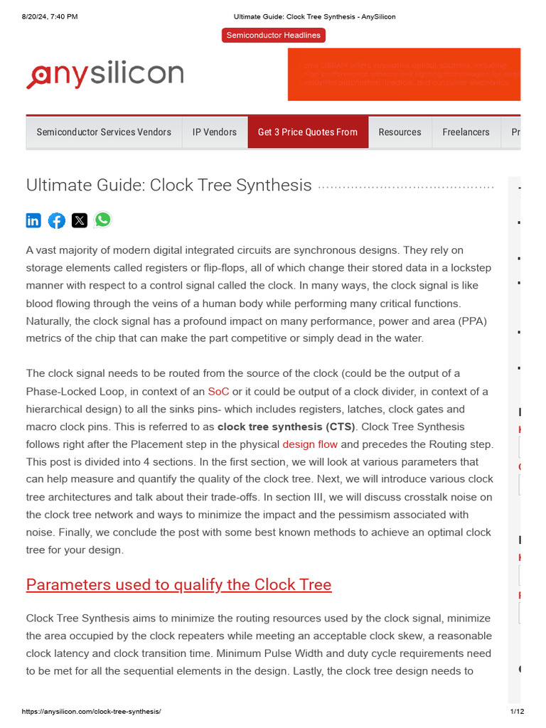 Ultimate Guide - Clock Tree Synthesis - AnySilicon | PDF | Digital ...