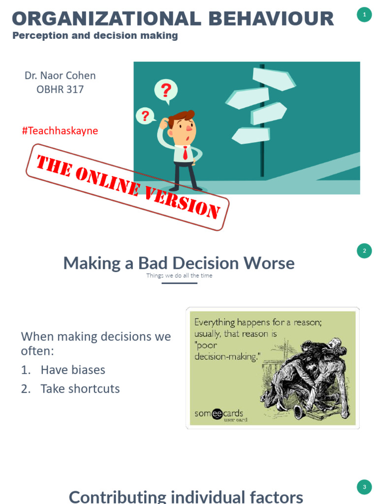 Day 4 OBHR 317 - Thursday - D2L | PDF | Risk | Rationality
