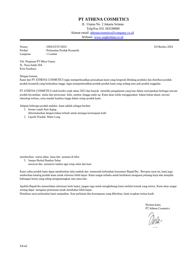 Surat Perkenalan ML | PDF