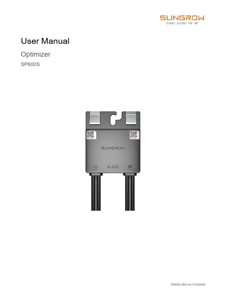 SP600S Optimizer User Manual Guide | PDF | Electrical Connector | Solar ...