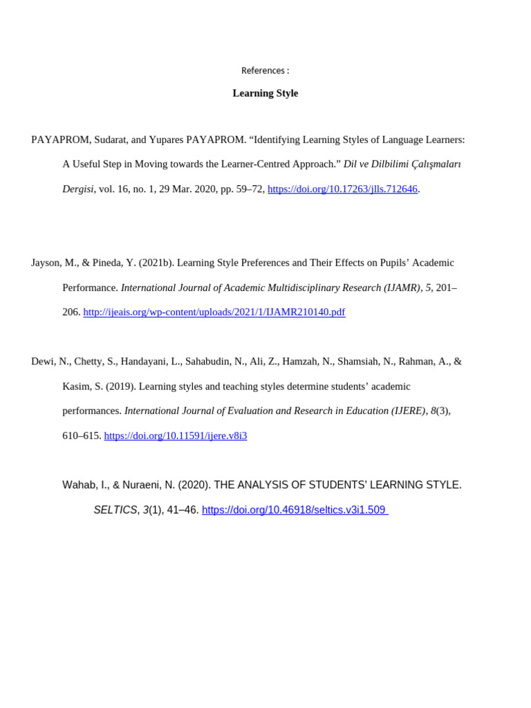 Final-Reference.-RRL | PDF | Learning Styles | Literacy