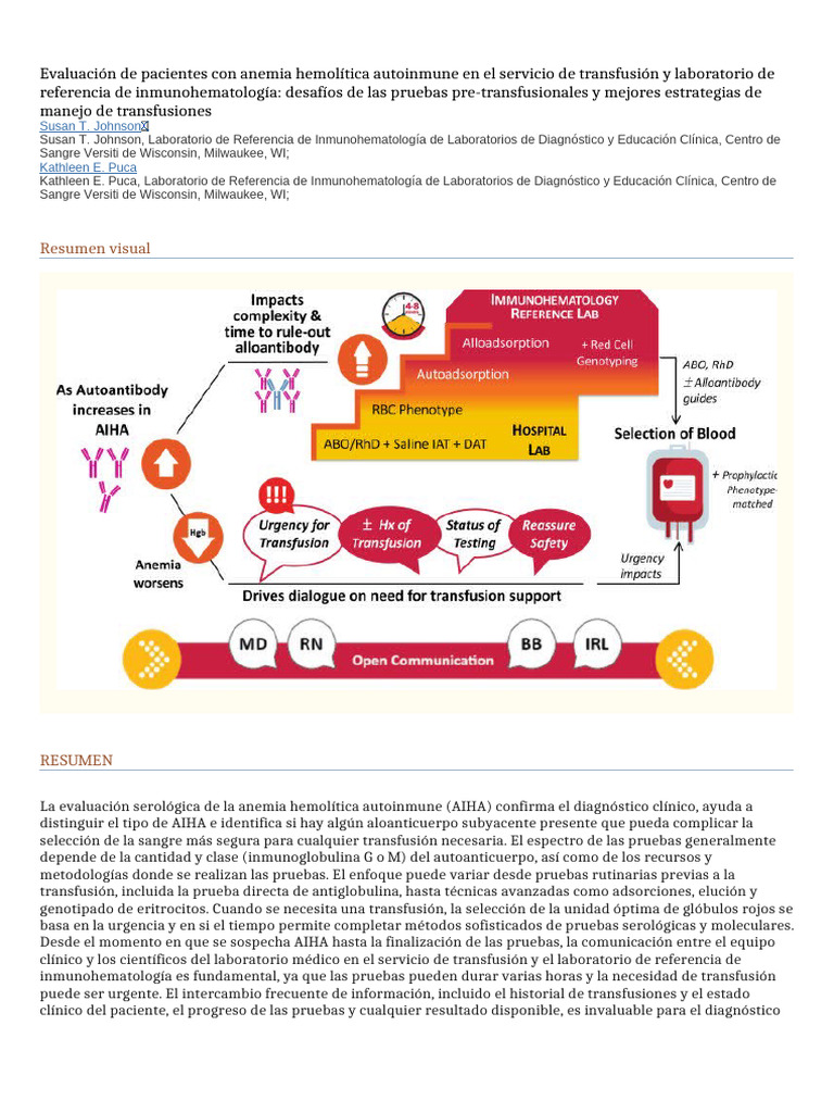 Evaluación de Pacientes Con Anemia Hemolítica Autoinmune en El Servicio ...