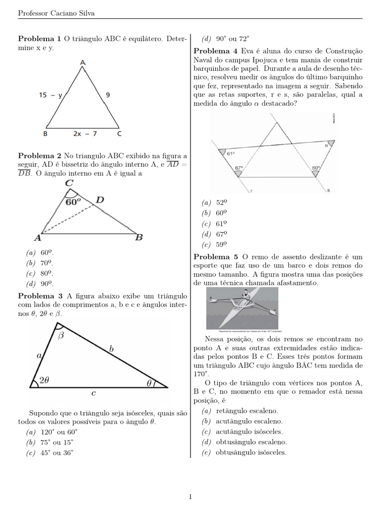Lista 3 | PDF | Triângulo | Geometria triangular