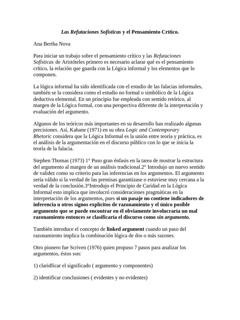 Las Refutaciones Sofísticas | PDF | Argumento | Pensamiento