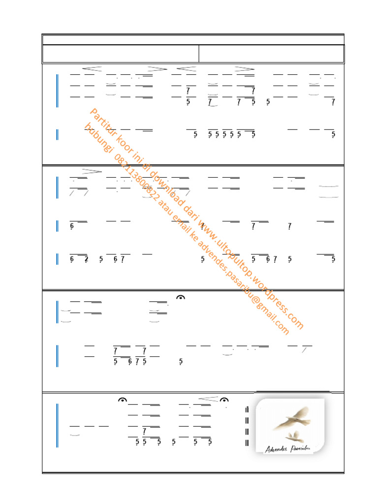 Partitur Koor Pria Batak | PDF