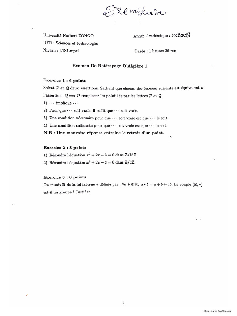 Devoirs Et Corrigé MPCI L1S1 | PDF