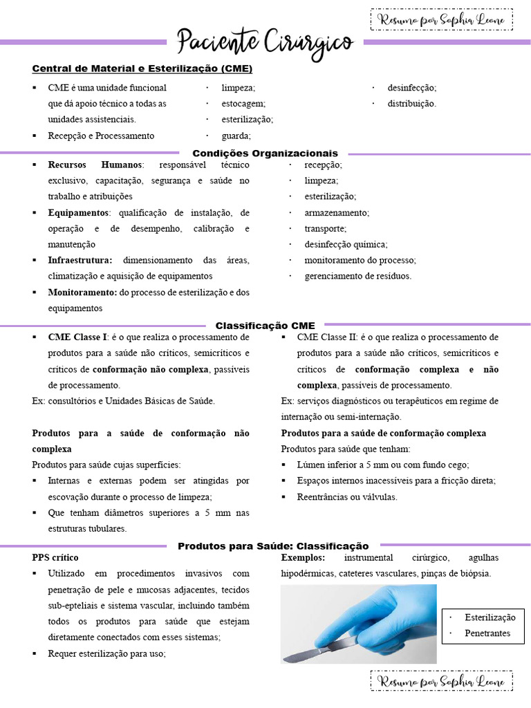 Resumo Paciente Cirúrgico | PDF | Transfusão de sangue | Desinfetante