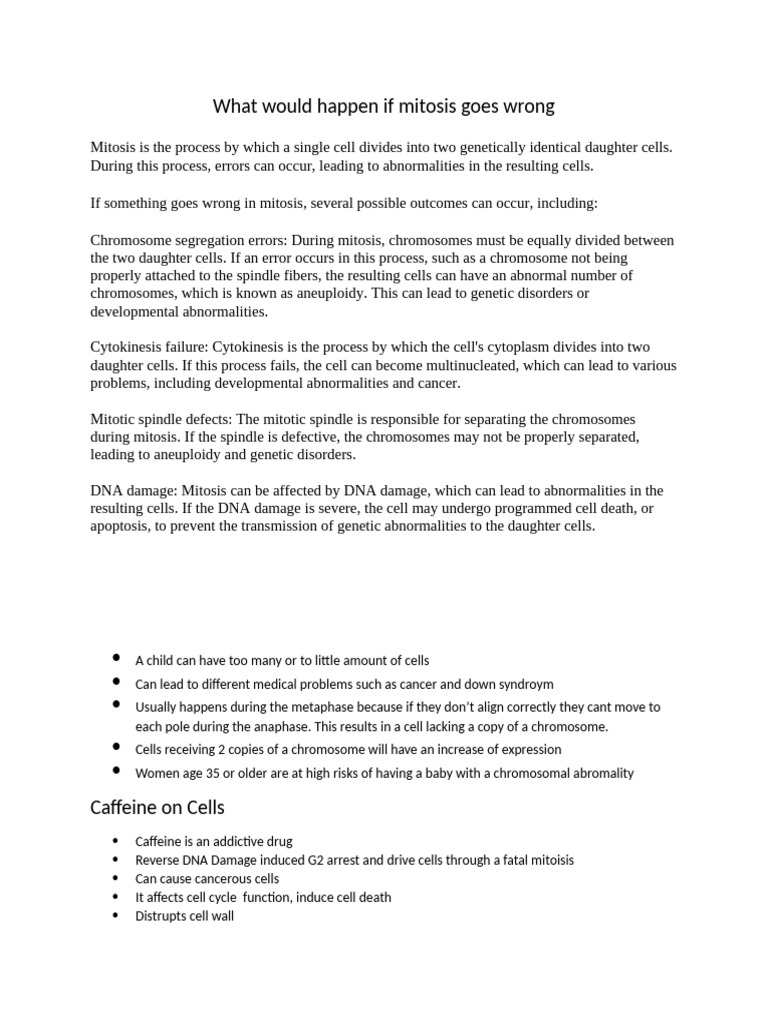 Mitosis Errors and Health Risks | PDF | Science & Mathematics