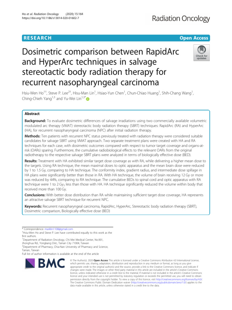 Dosimetric Comparison Between RapidArc and HyperArc Techniques in ...