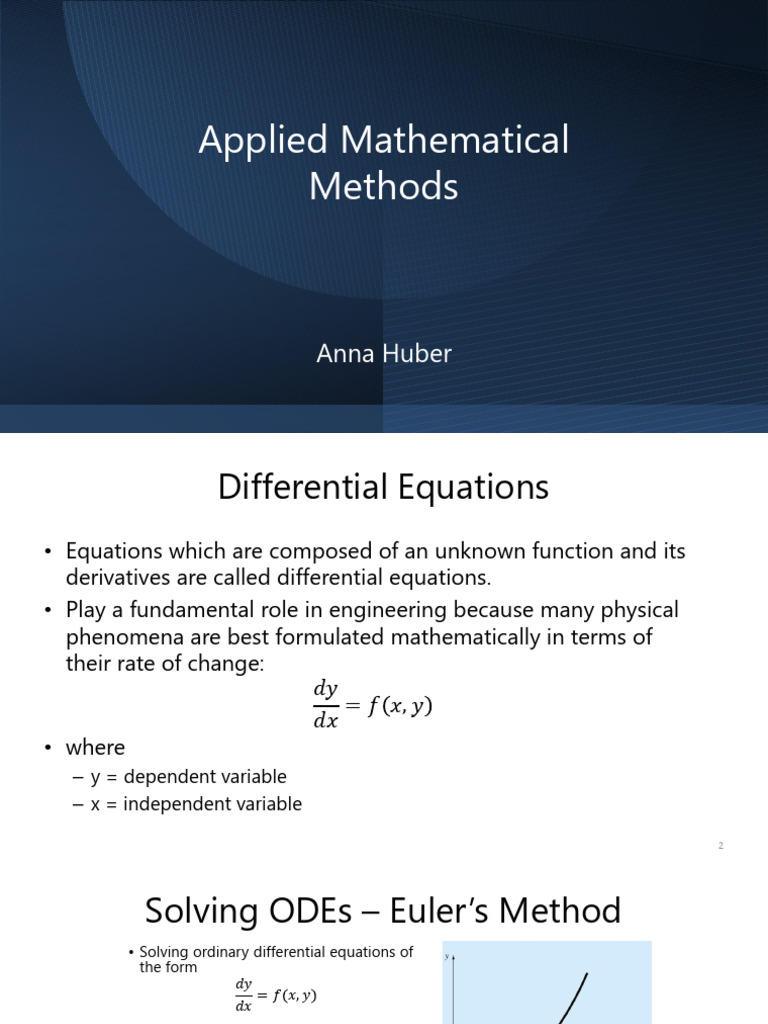 Lecture Slides AMM Week 3 - Differential Equations | PDF | Equations | Differential Equations