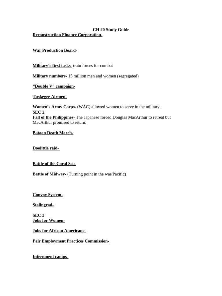 CH 20 Study Guide - Blank WWII | PDF | World War II | Allies Of World ...