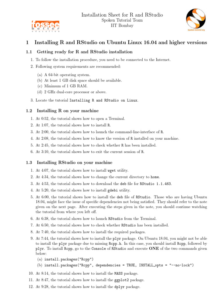 R Installation Sheet English | PDF | Operating System Families ...