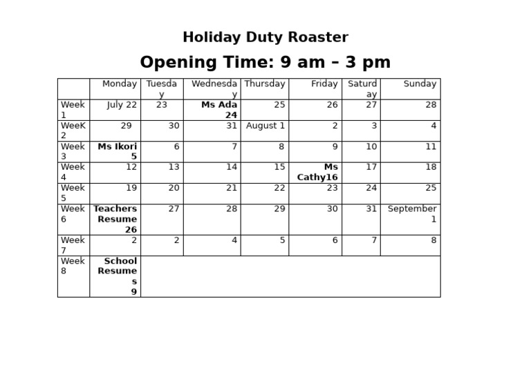 Holiday Roaster | PDF