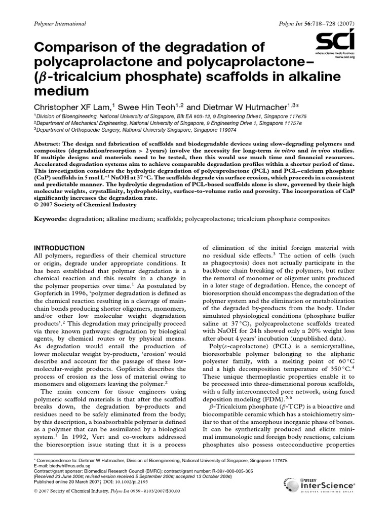 PCL Degradation - Mech Pro 2007 | PDF | Polymers | Tissue Engineering