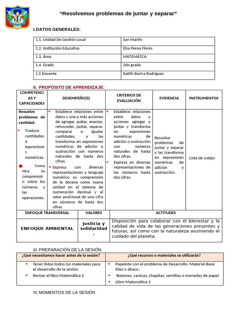 Problemas de Juntar y Separar en Matemáticas | PDF | Aprendizaje ...