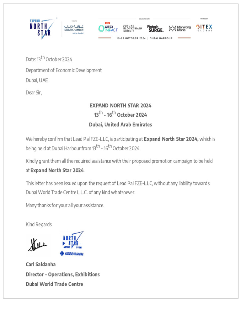 Expand North Star 2024 Dubai Economic Department Letter For Raffle ...