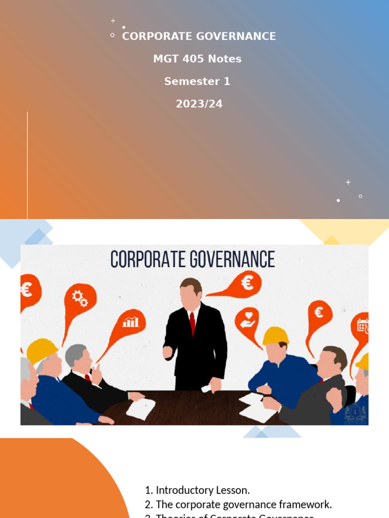 Corporate Governance-Mgt 405 Notes-24 | PDF | Corporate Social ...
