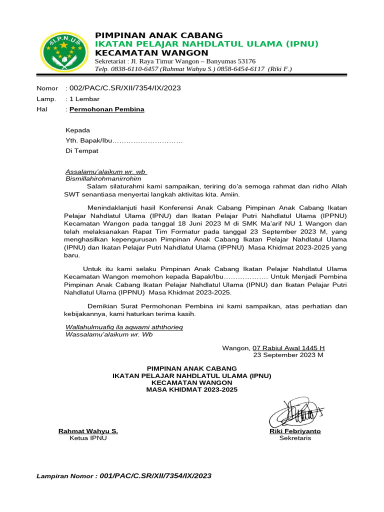 02 Surat Permohonan Pembina | PDF | Ilmu Sosial | Perjalanan