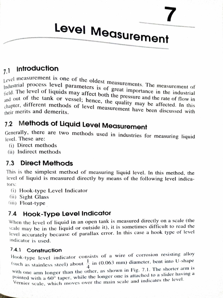 Direct Methods of Liquid Level Measurement | PDF | Capacitance | Pressure