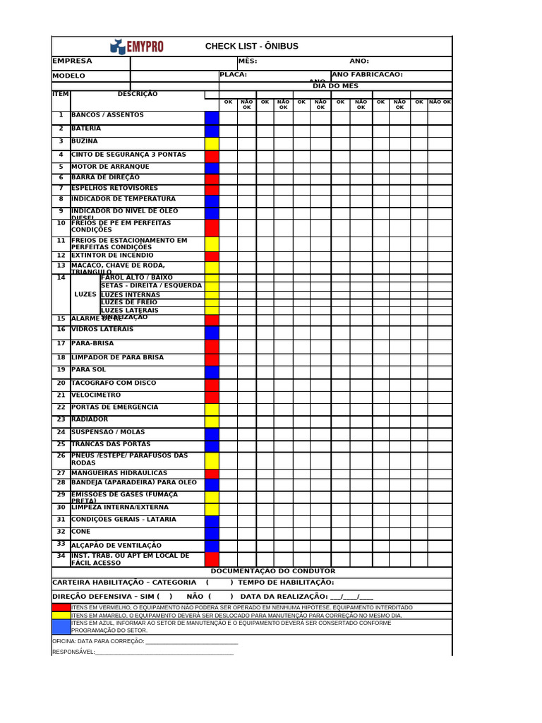 Check - List Ônibus | PDF