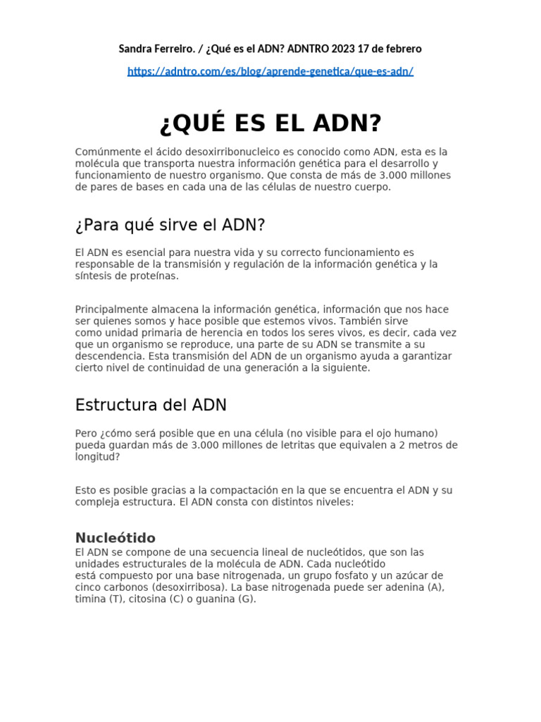 el adn | PDF | Adn | Cromatina