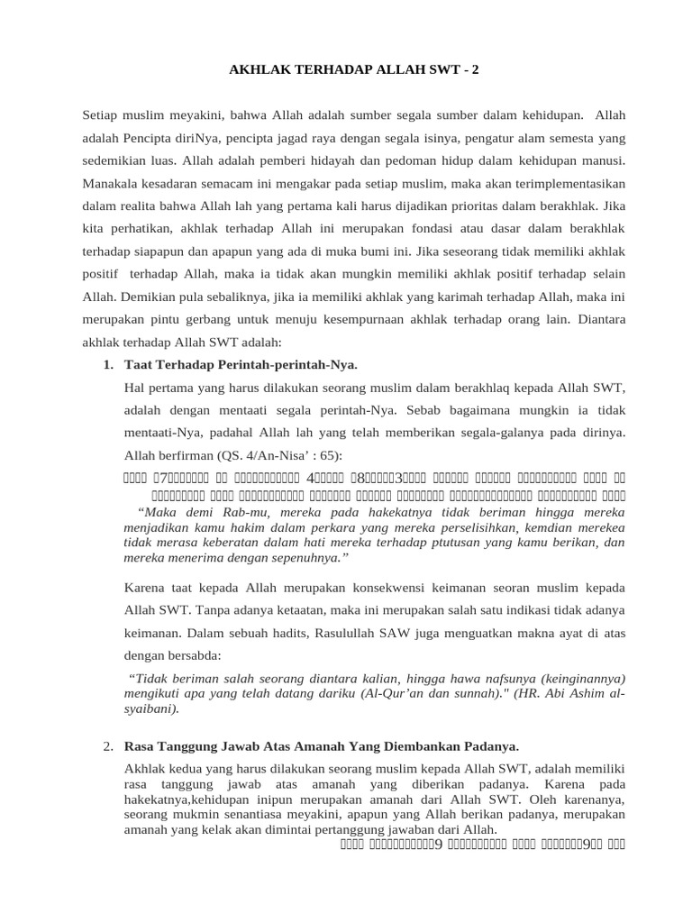 3 - 2 Akhlak Kepada Allah SWT | PDF