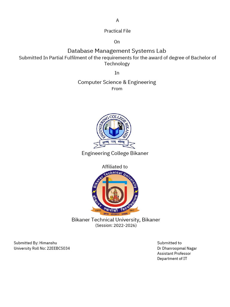 Himanshu Dbms PDF | PDF | Databases | Computing