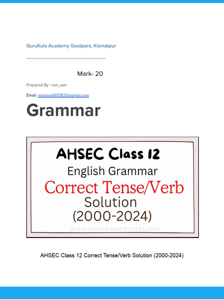 Grammar Class 12 | PDF