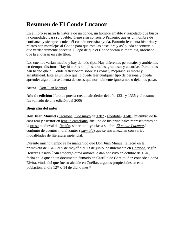 Resumen de El Conde Lucanor | PDF