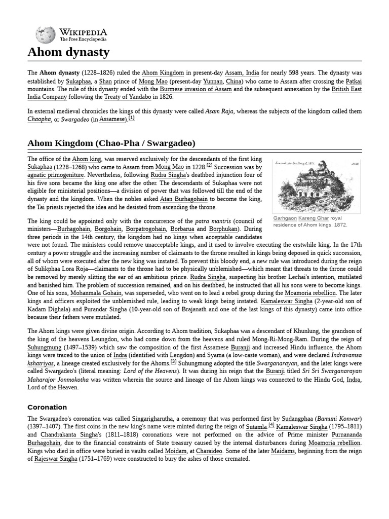 Ahom Dynasty | PDF