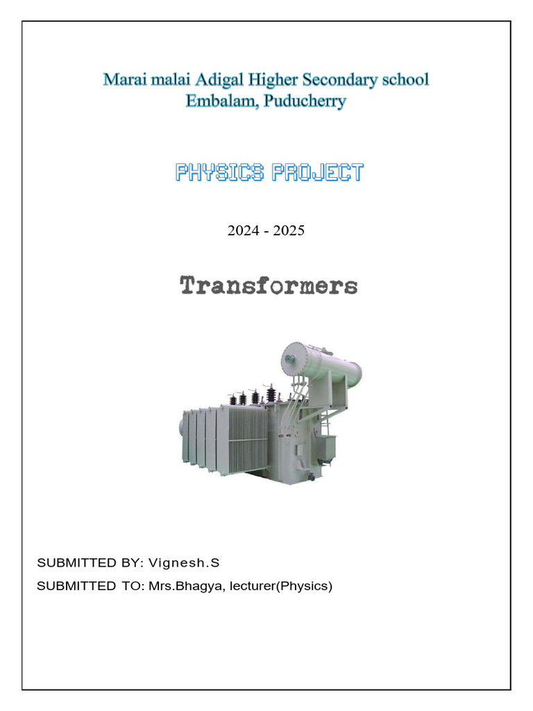 XII physics investigatory project 04 VS docx | PDF | Transformer | Inductor