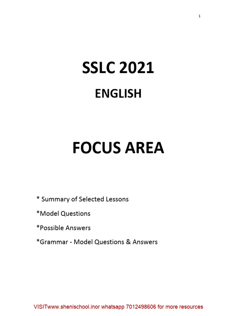 Sheniblog-Std10 - English - Focus-Area Based Question and Answers | PDF