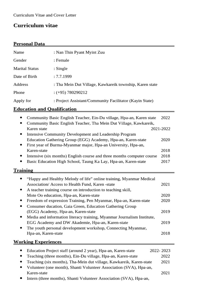 Project assistant (CV) | PDF | Learning | Human Communication