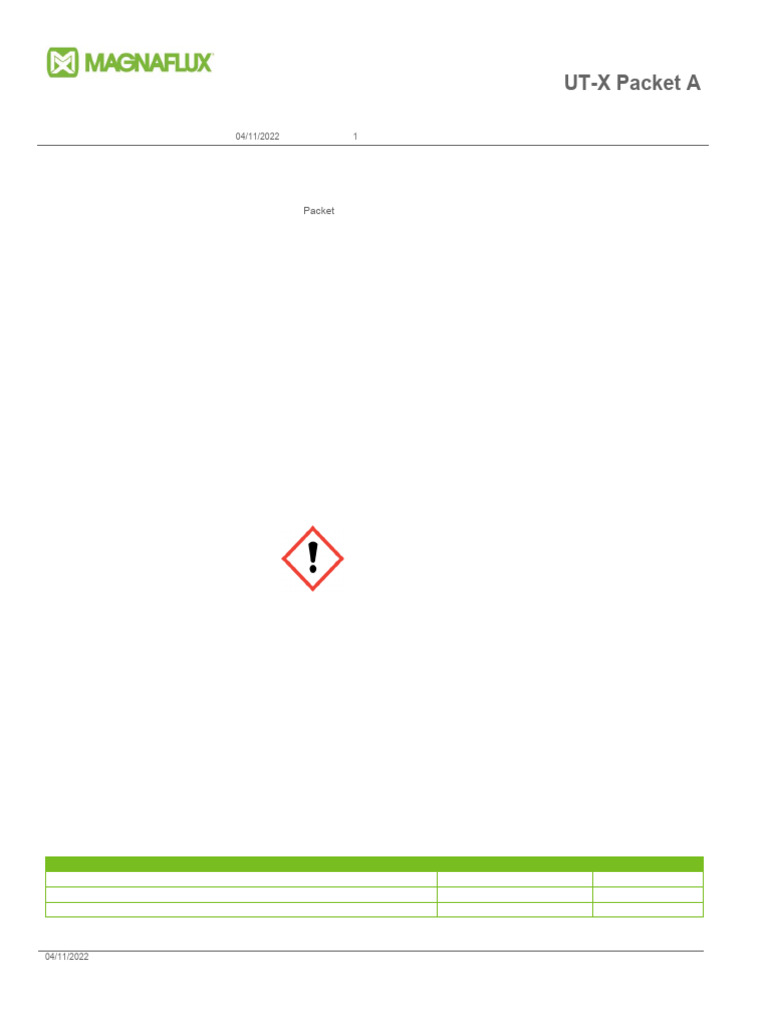 UT-X Packet A Safety Data Sheet | PDF | Combustion | Toxicity