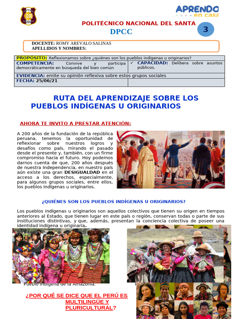 25 JUNIO - 3RO Ruta Del Aprendizaje Pueblos Indigenas U Originarios ...