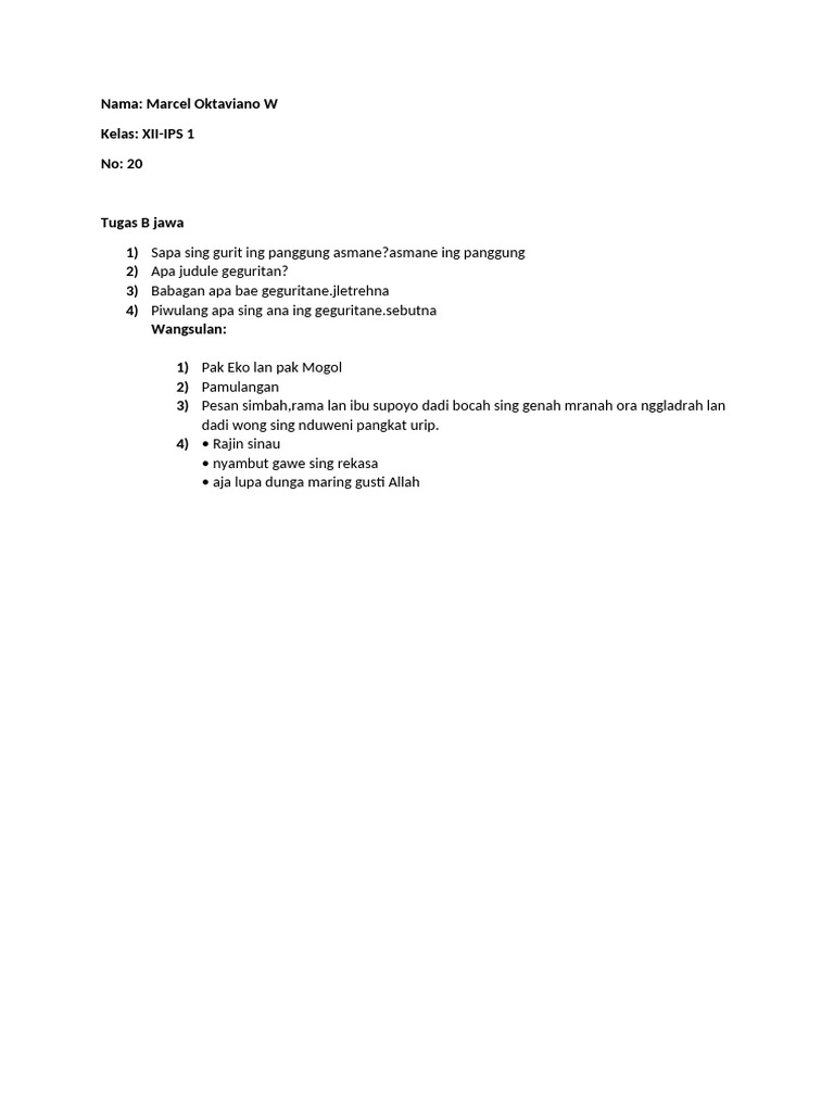 Nama: Marcel Oktaviano W Kelas: XII-IPS 1 No: 20 | PDF