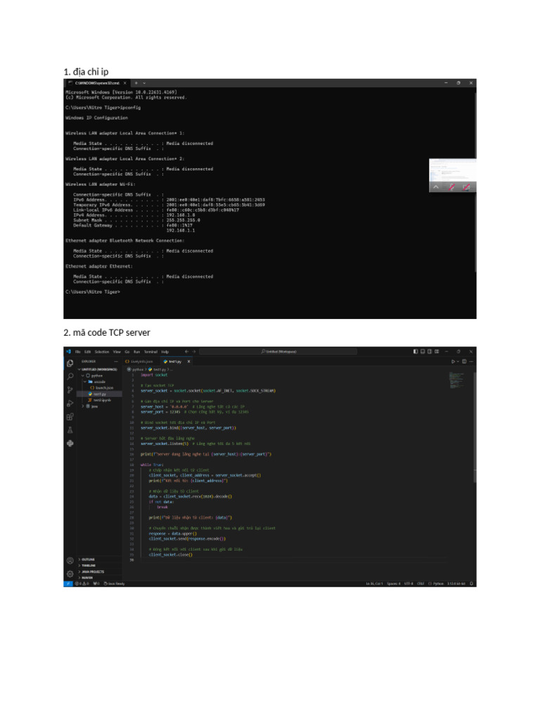 B22DCKH095 - MMT N2 - Lập trình TCPServer | PDF