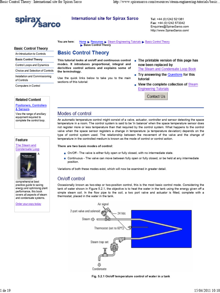 Basic Control Theory Spirax Sarco | PDF | Thermostat | Temperature