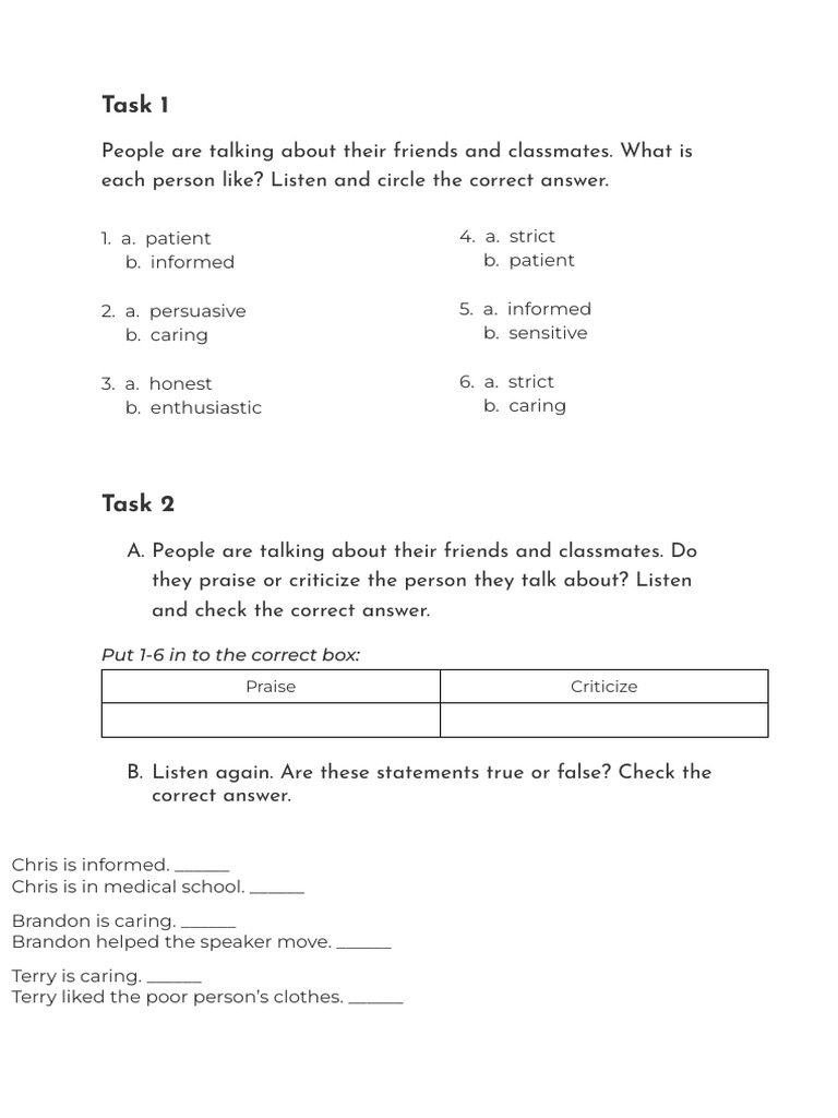 LISTENING FOR B1 - Character Traits | PDF | Self-Improvement | Wellness