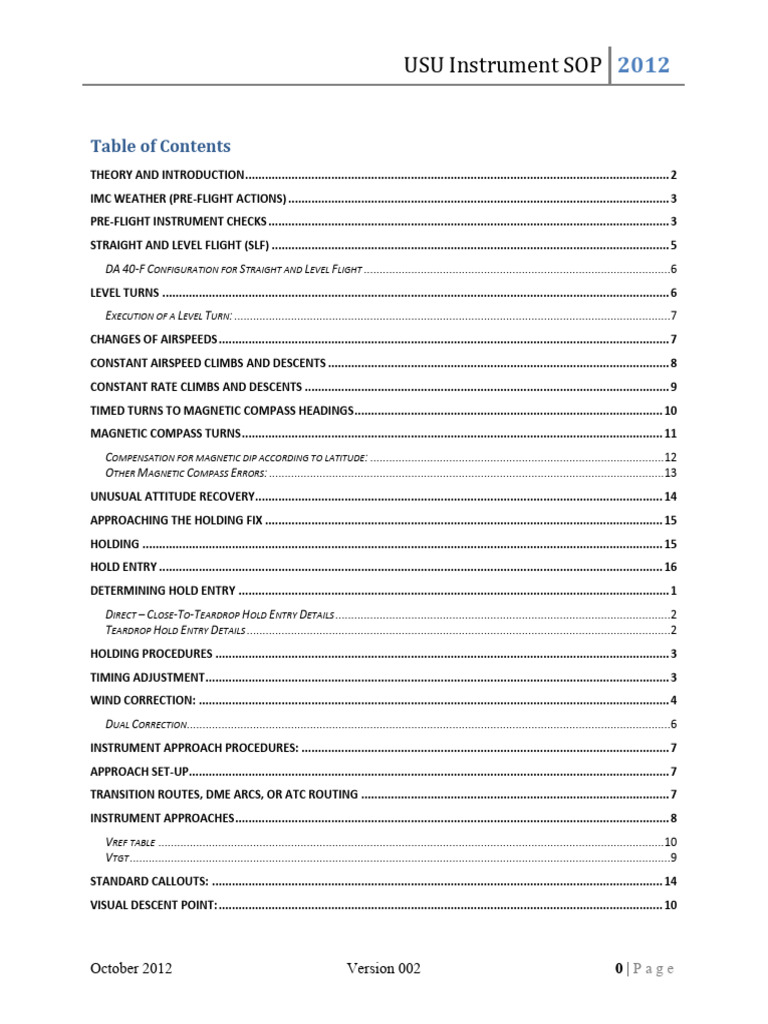 Instrument SOP Handbook For USU Flight Operations - v002 | PDF ...